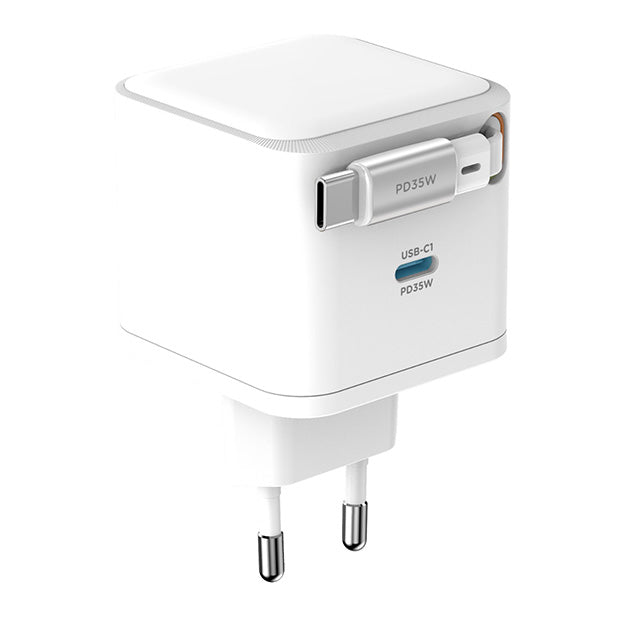 Snug 1 Port PD Charger With Retractable Cable 35W – White — Macnificent