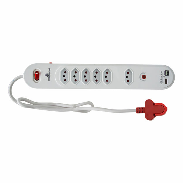 SmartSocket 6 Way Power Board With 3.5amp USB With High Level Surge Pr ...