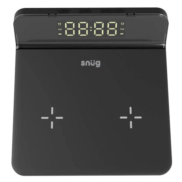 Snug Clock With Wireless Duo Charging Pad 10W - Black — Macnificent
